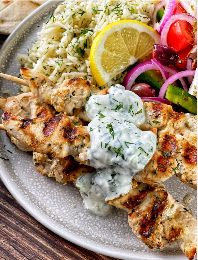 Chicken Souvlaki with Lemon Herb Minted Rice – Mamaghanouj