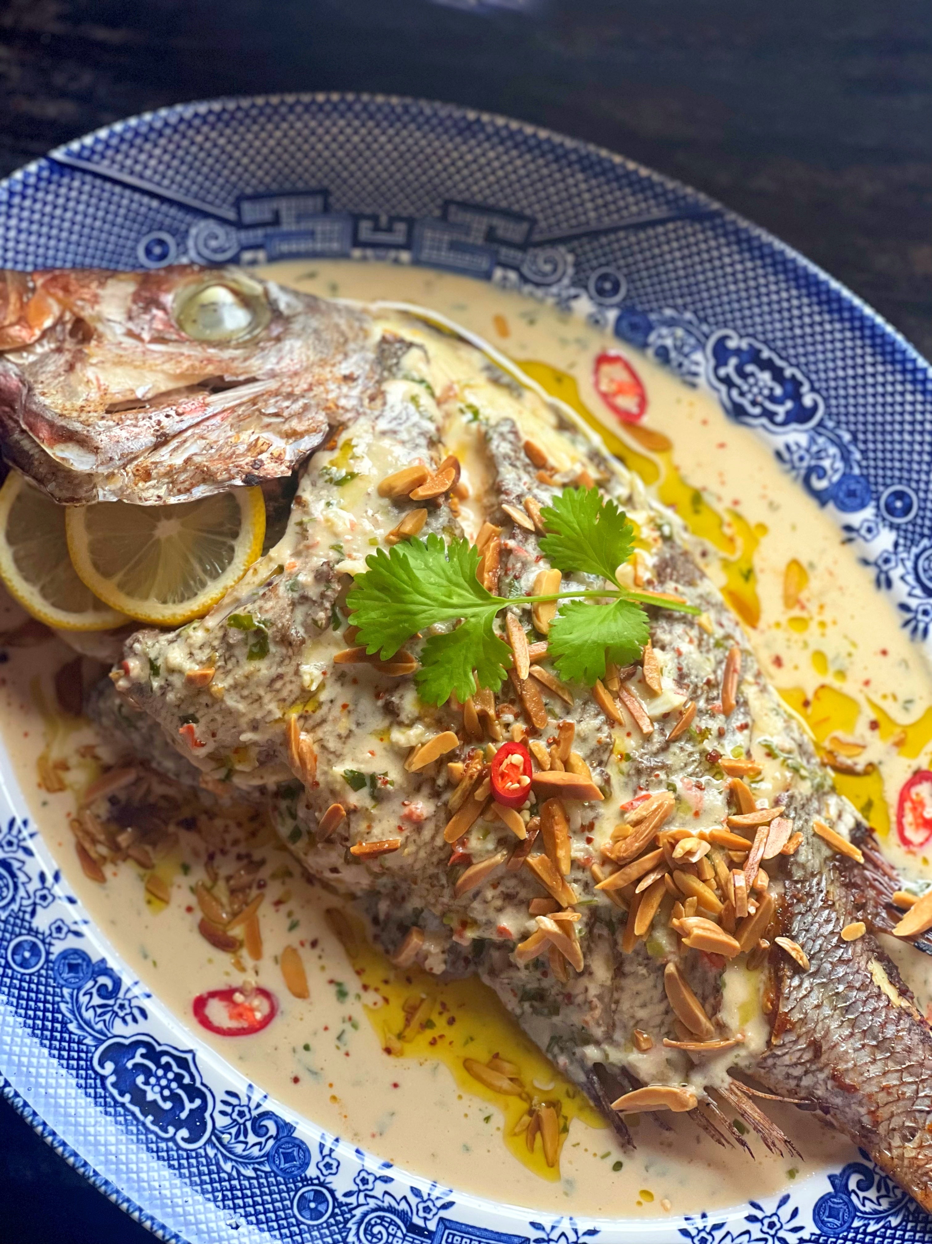 Samki Harra 'Whole Spicy Fish in Tahini' – Mamaghanouj